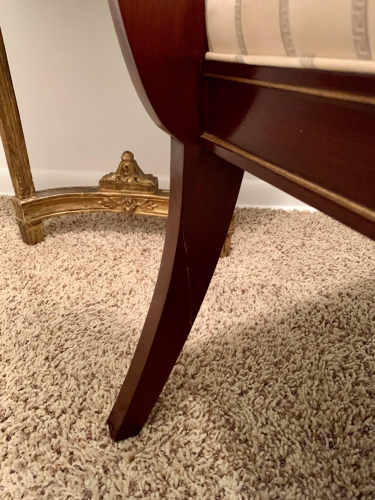 Baker Furniture Regency Mahogany and Giltwood Greek Key Upholstered ...