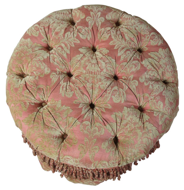 Baker Furniture Round Tufted Ottoman Traditional French Pouf Rolling ...