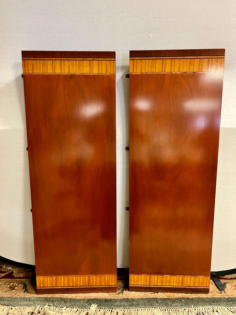 Baker Furniture Signed Mahogany Inlay Expandable Pedestal Dining Table ...