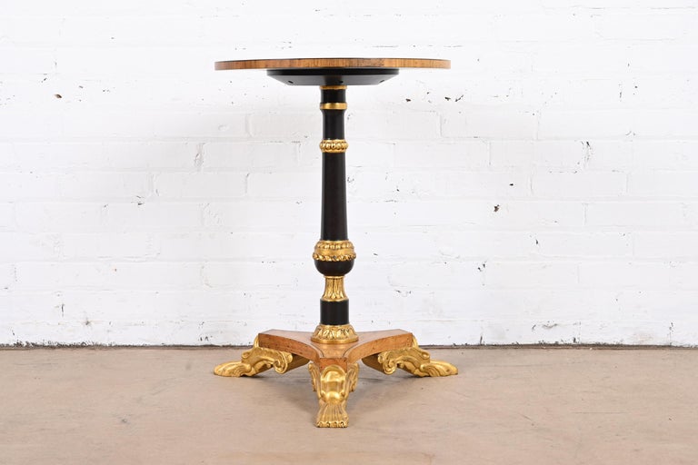 Baker Furniture Stately Homes Regency Ebonized and Giltwood Pedestal ...