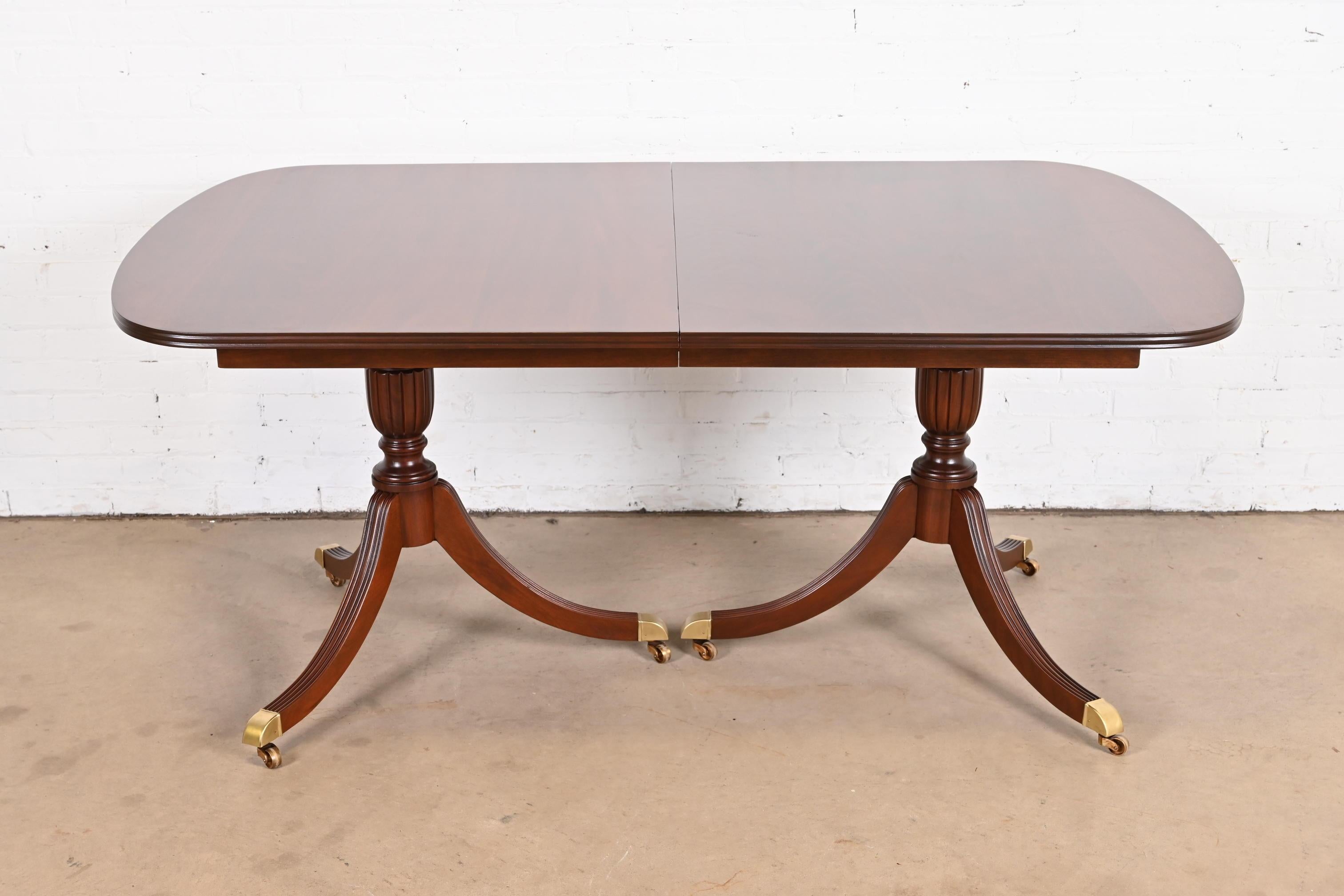 Baker Furniture Style Georgian Mahogany Double Pedestal Dining Table ...