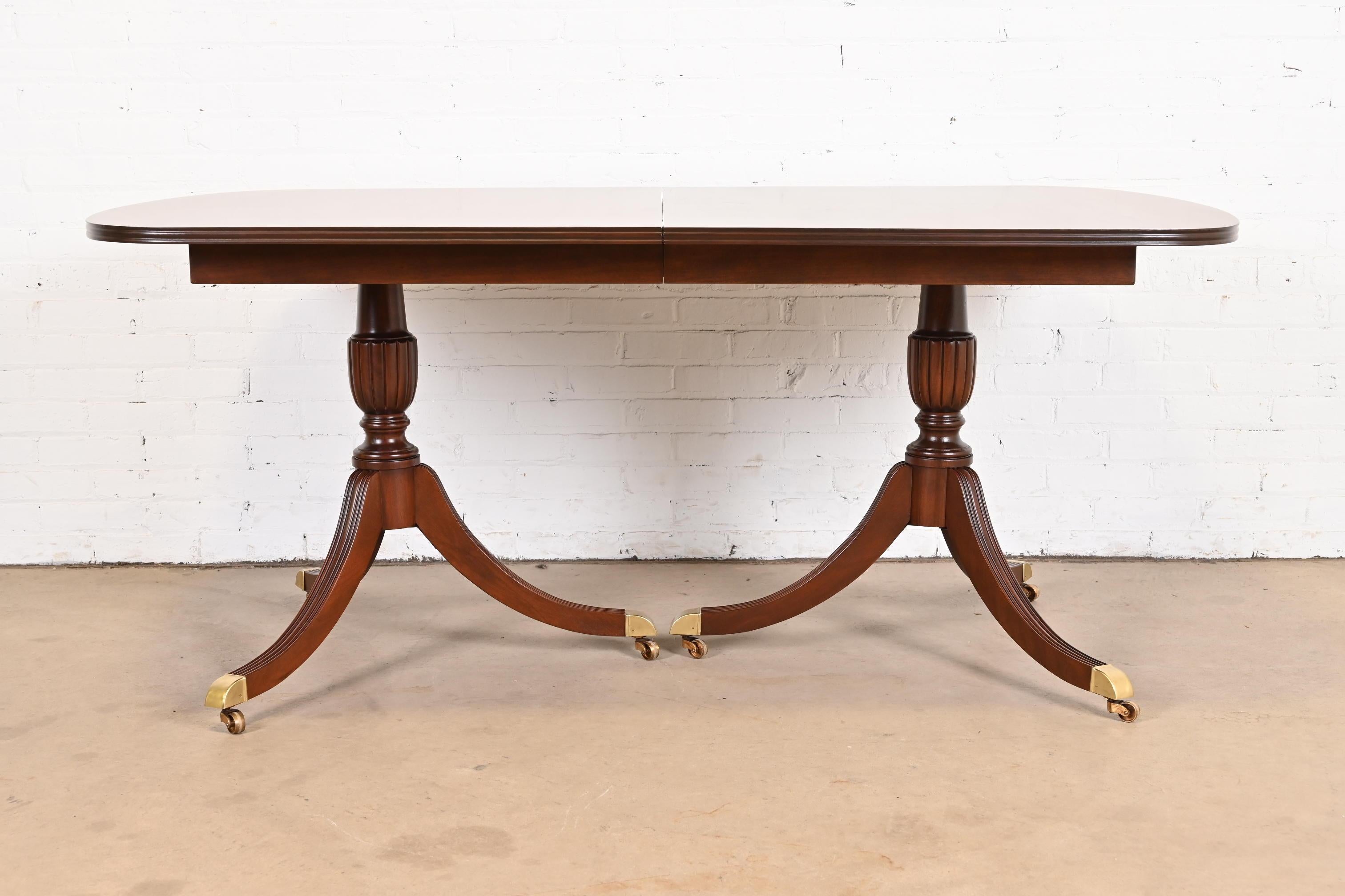 Baker Furniture Style Georgian Mahogany Double Pedestal Dining Table ...
