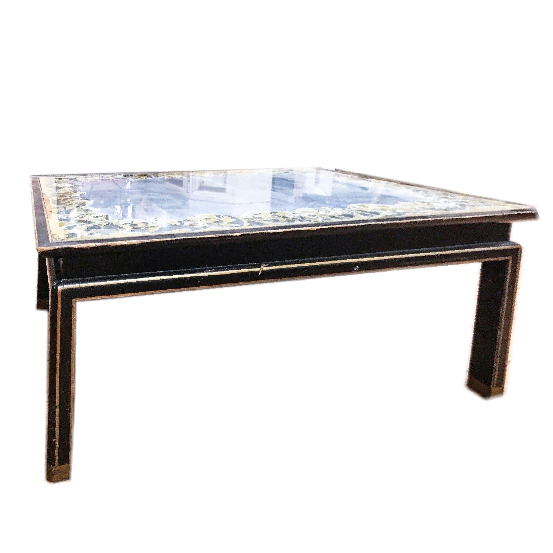 Spectacular French 40's Verre Eglomise Coffee Table at 1stDibs