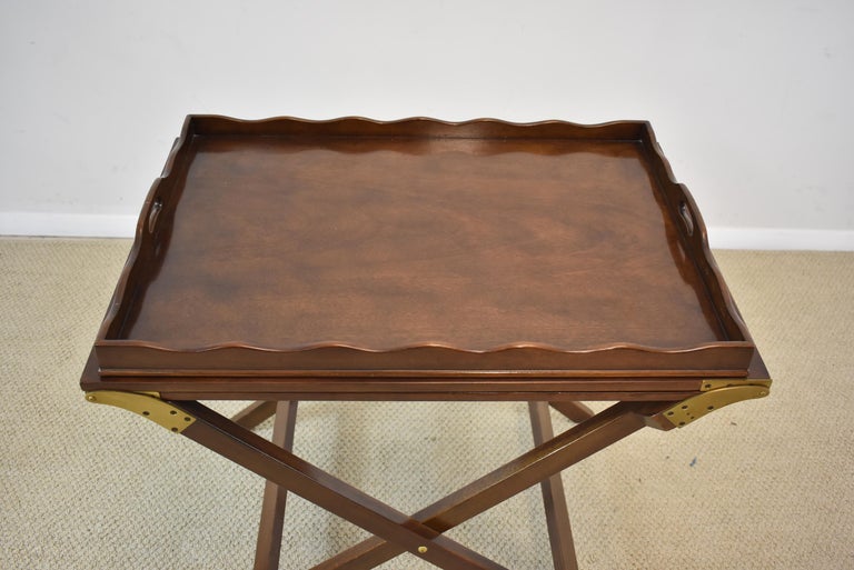 Baker Furniture Walnut Party Butlers Tray Serving Table with Brass ...