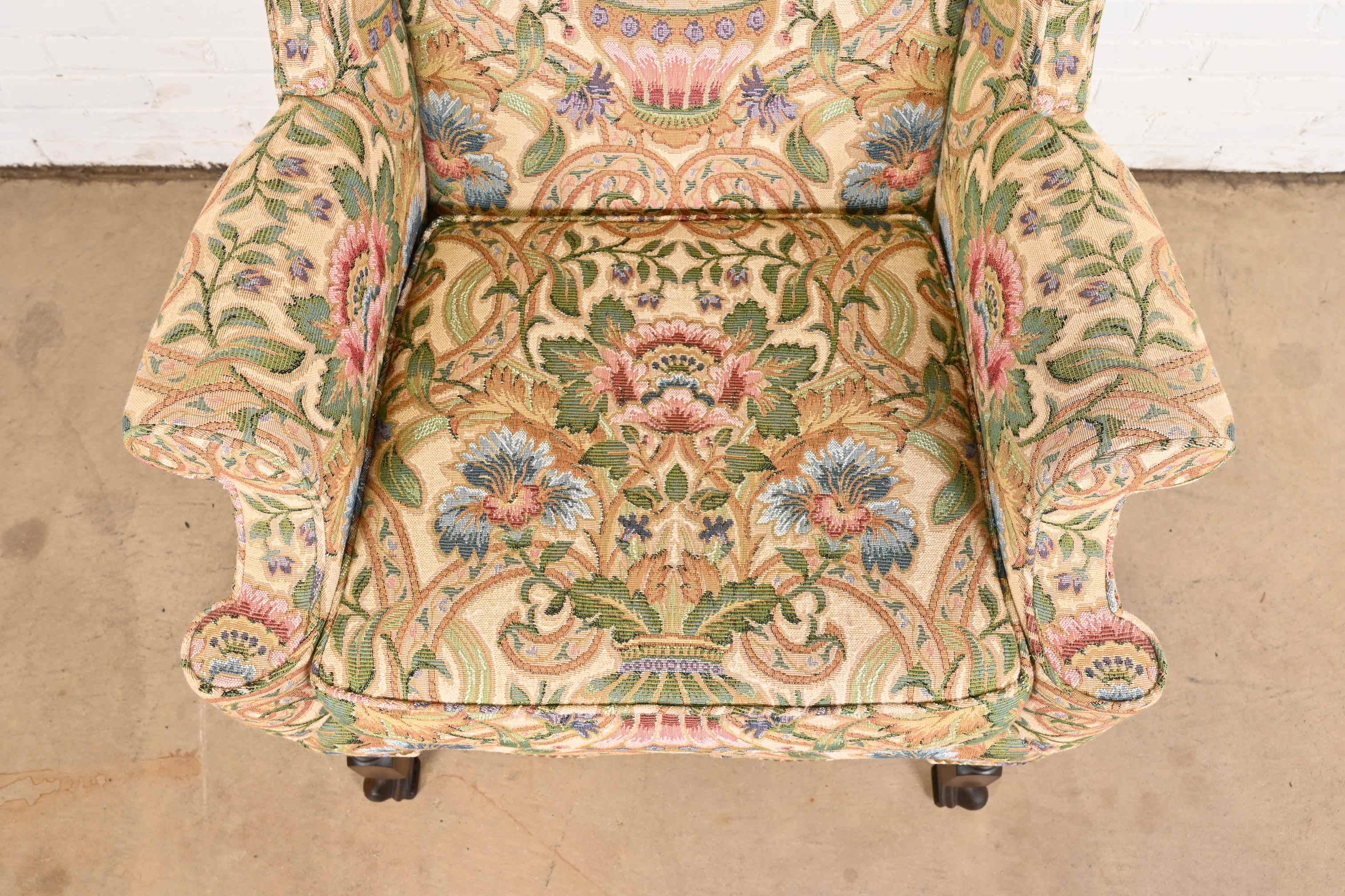 Baker Furniture William and Mary Upholstered Wingback Library Chair at ...