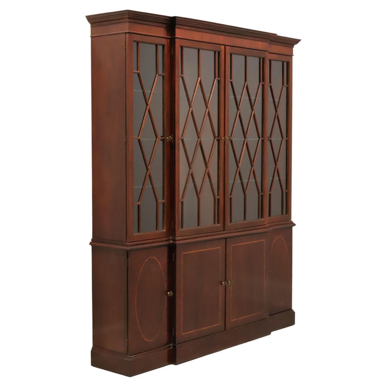 BAKER Historic Charleston Inlaid Mahogany Breakfront China Cabinet at 1stDibs