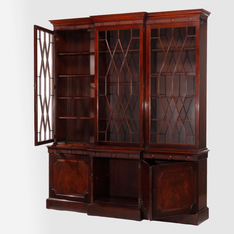 Baker Mahogany Step-Back Breakfront Cupboard, 20th C For Sale at 1stDibs