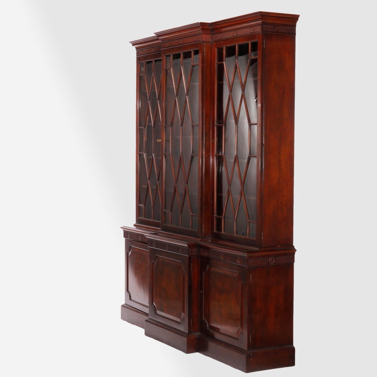 Baker Mahogany Step-Back Breakfront Cupboard, 20th C For Sale at 1stDibs