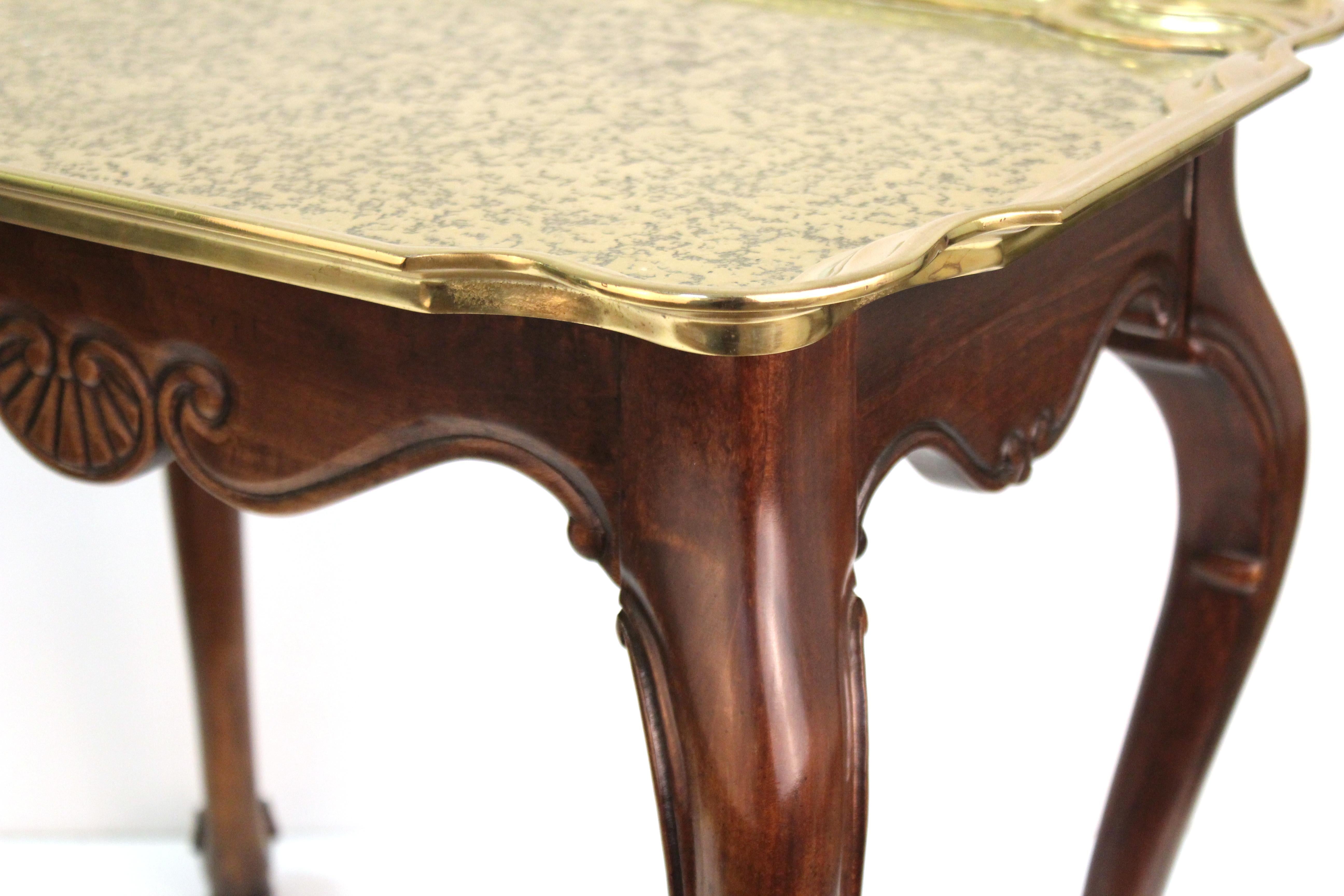 Baker Mid-Century Modern French Style Side Table With Brass Top For ...