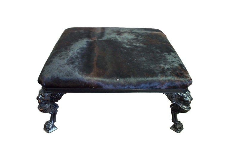 Baker Russian Empire Upholstered Pony Hair Ottoman For Sale at 1stDibs