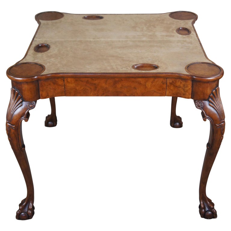 Baker Stately Home Chippendale Walnut Flip Top Game Console Table Duke ...