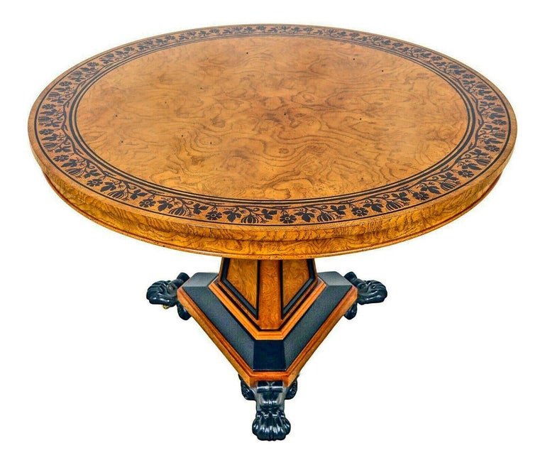 Baker Stately Homes Burled Ash and Ebony Inlaid Regency Center ...