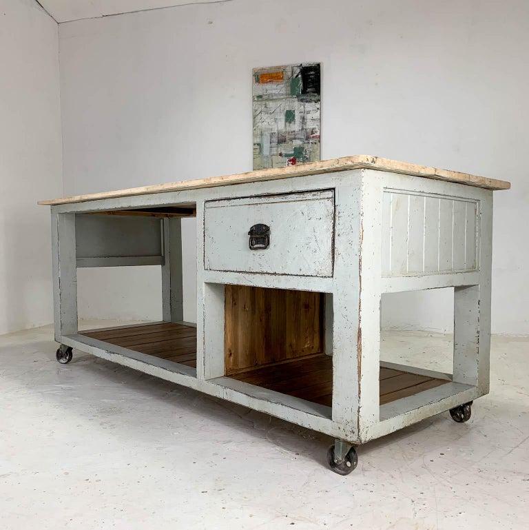 Baker's Table Workbench Kitchen Island Kitchen Table For Sale at 1stDibs