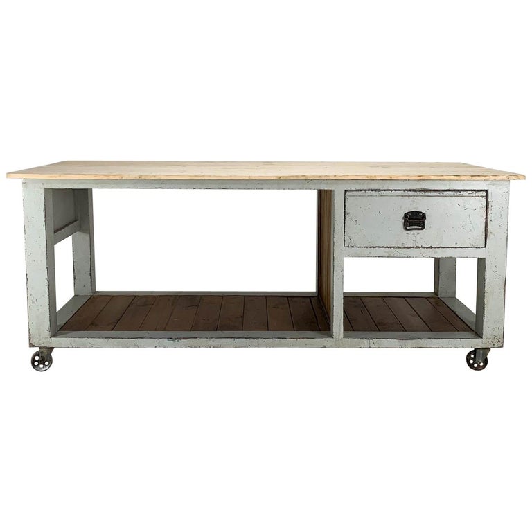 Baker's Table Workbench Kitchen Island Kitchen Table For Sale at 1stDibs