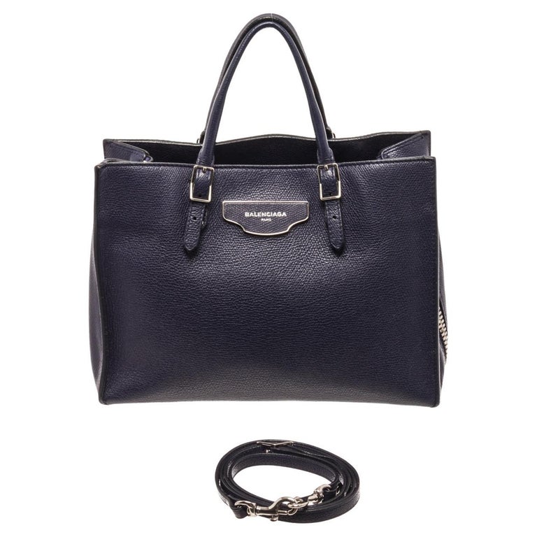 Balencaiga Navy Blue Leather 2 Way Shoulder Bag For Sale at 1stDibs