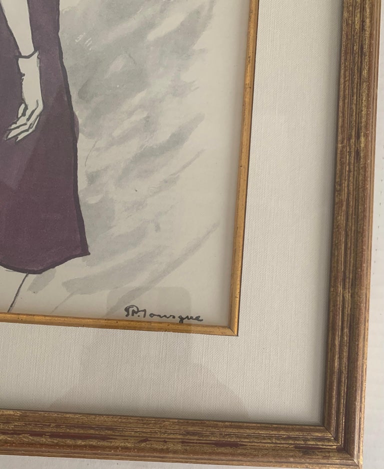 Balenciaga 1958 Fashion Illustration by Pierre Mourgue Framed For Sale ...