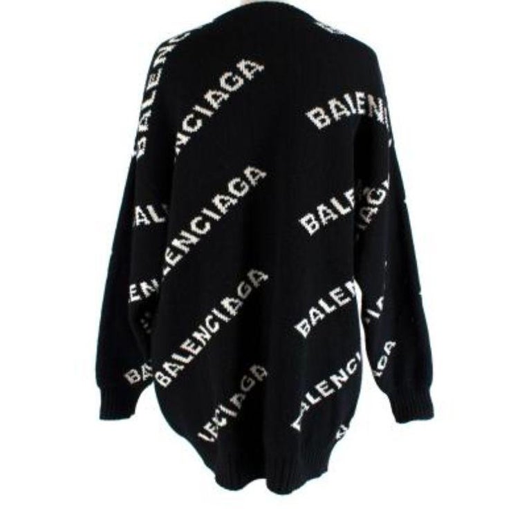 Balenciaga All-Over Logo Intarsia Knit Jumper For Sale at 1stDibs