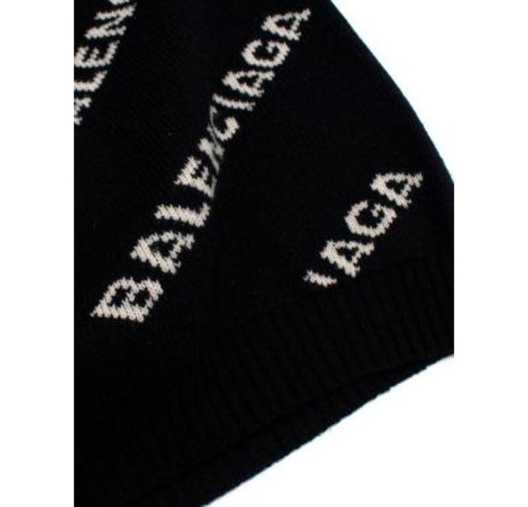 Balenciaga All-Over Logo Intarsia Knit Jumper For Sale at 1stDibs