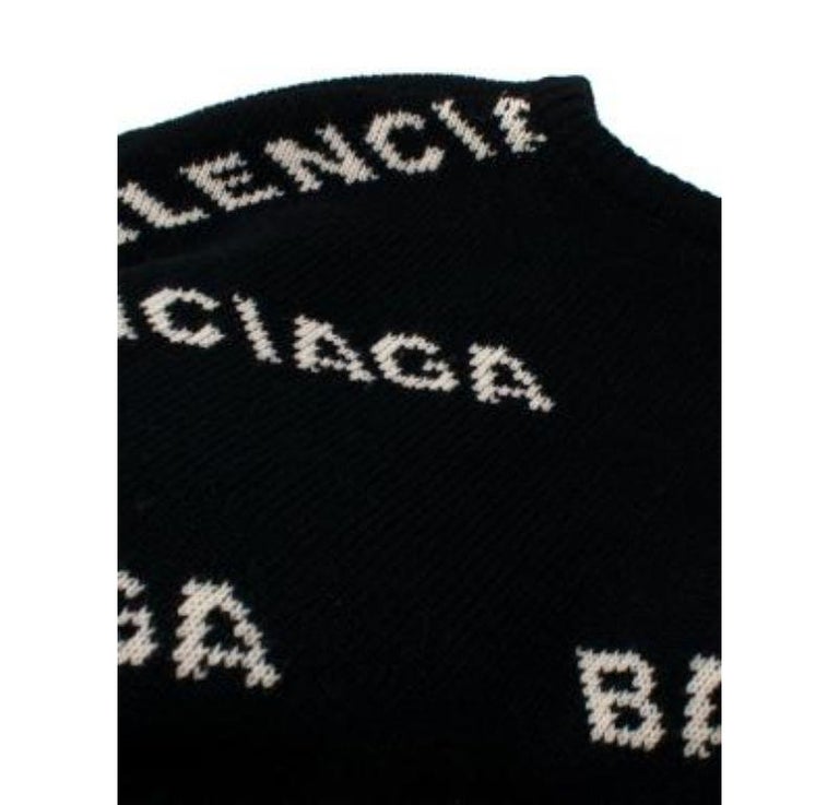 Balenciaga All-Over Logo Intarsia Knit Jumper For Sale at 1stDibs