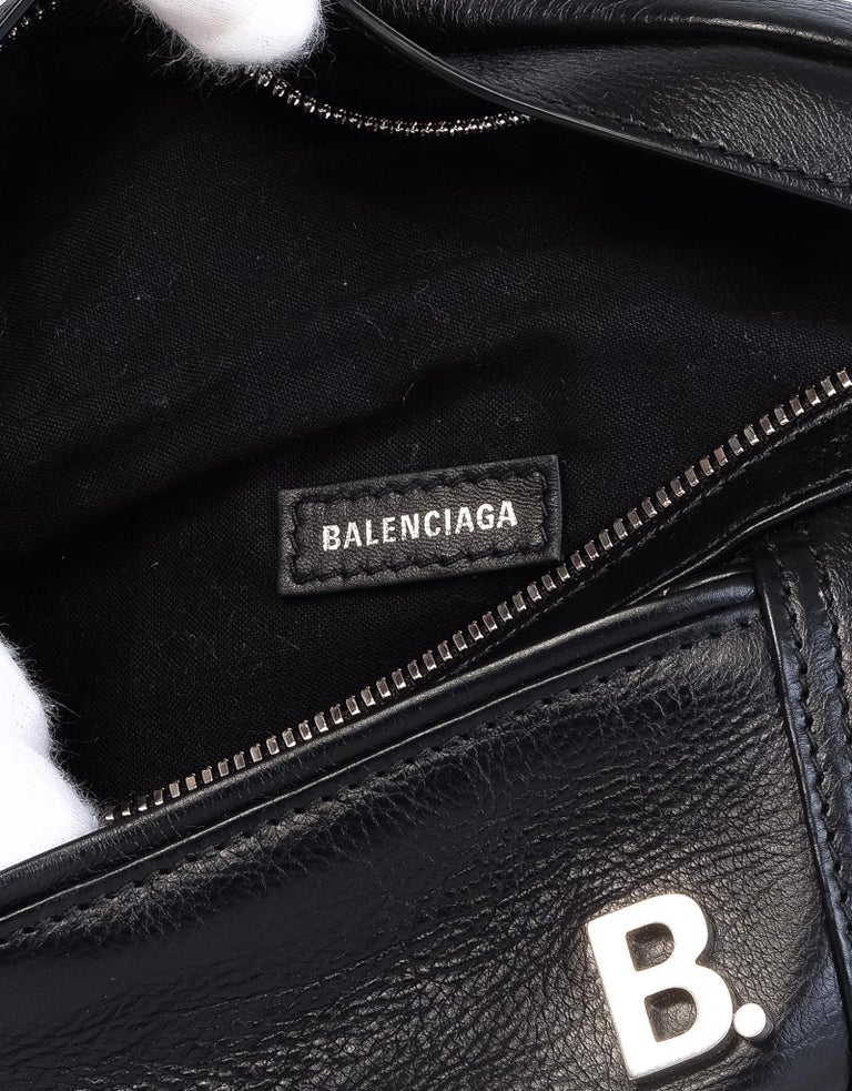 Balenciaga B Logo Plaque Bag Black For Sale at 1stDibs