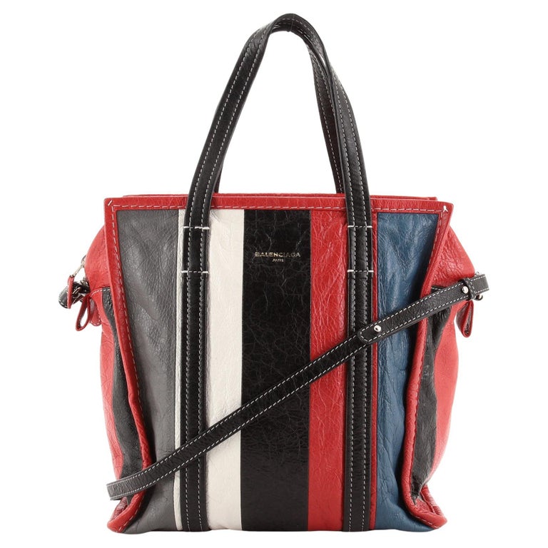 Balenciaga Bazar Convertible Tote Striped Leather Small at 1stDibs