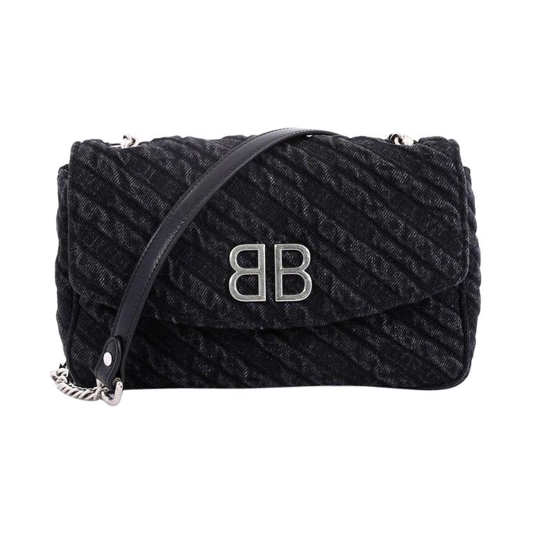 Balenciaga BB Chain Round Shoulder Bag Quilted Denim Small at 1stDibs ...