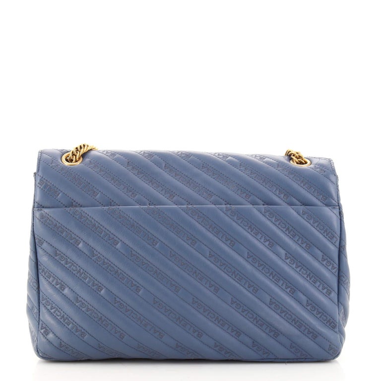 Balenciaga BB Chain Round Shoulder Bag Quilted Embroidered Leather ...