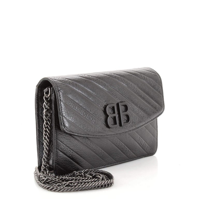 Balenciaga BB Chain Wallet Embossed Leather at 1stDibs