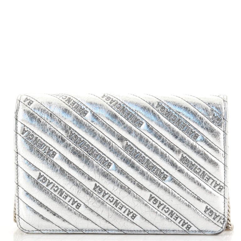Balenciaga BB Chain Wallet Embossed Leather For Sale at 1stDibs