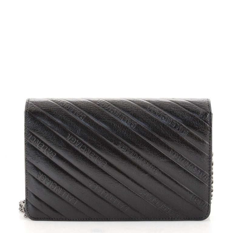 Balenciaga BB Chain Wallet Embossed Leather at 1stDibs