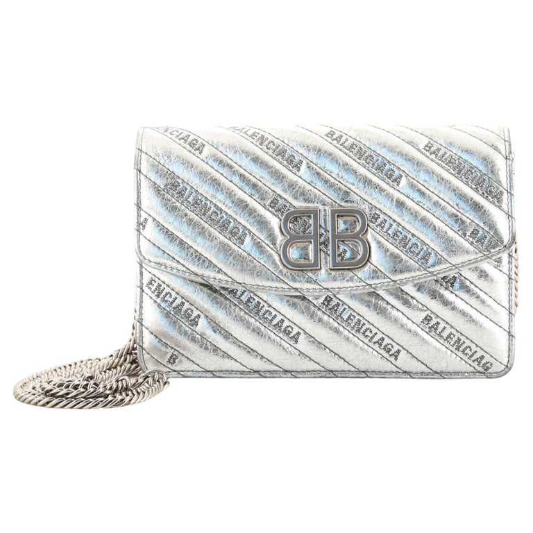 Balenciaga BB Chain Wallet Embossed Leather For Sale at 1stDibs