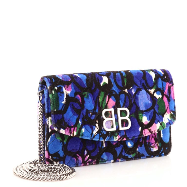 Balenciaga BB Chain Wallet Quilted Printed Velvet at 1stDibs