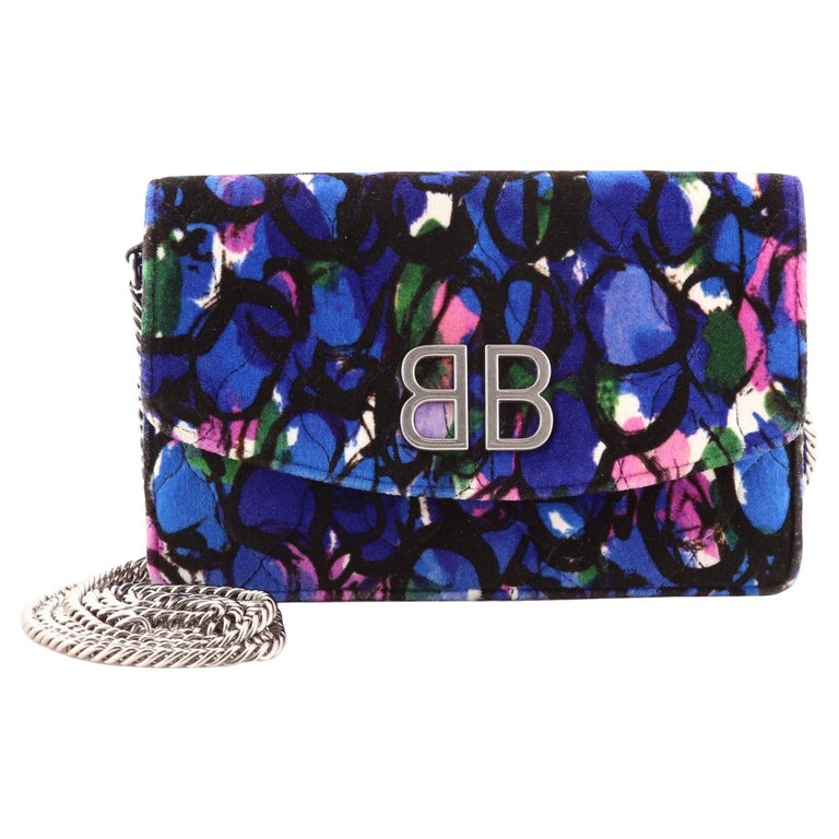 Balenciaga BB Chain Wallet Quilted Printed Velvet at 1stDibs