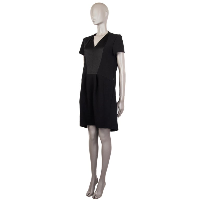 BALENCIAGA black acetate SHORT SLEEVE Dress 40 M For Sale at 1stDibs