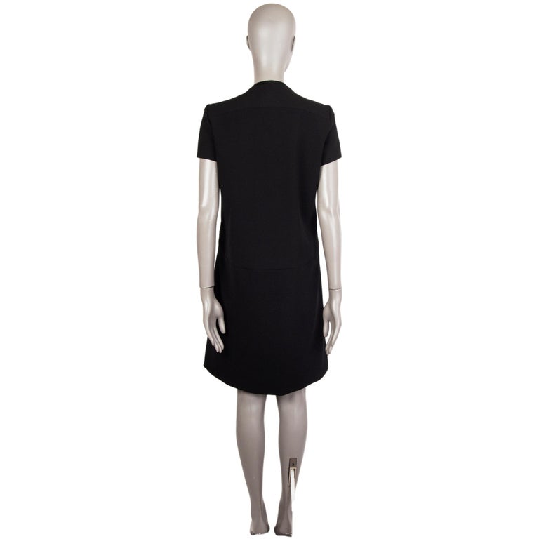 BALENCIAGA black acetate SHORT SLEEVE Dress 40 M For Sale at 1stDibs