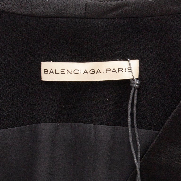 BALENCIAGA black acetate SHORT SLEEVE Dress 40 M For Sale at 1stDibs