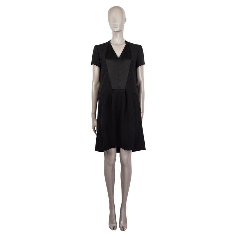 BALENCIAGA black acetate SHORT SLEEVE Dress 40 M For Sale at 1stDibs