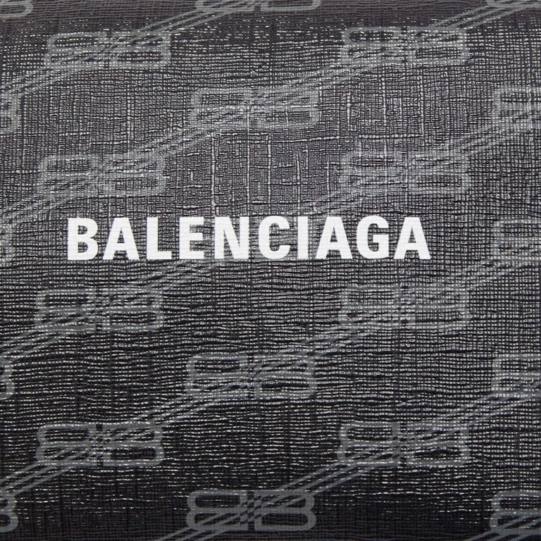 Balenciaga Black BB Monogram Coated Canvas Everyday Pouch For Sale at ...