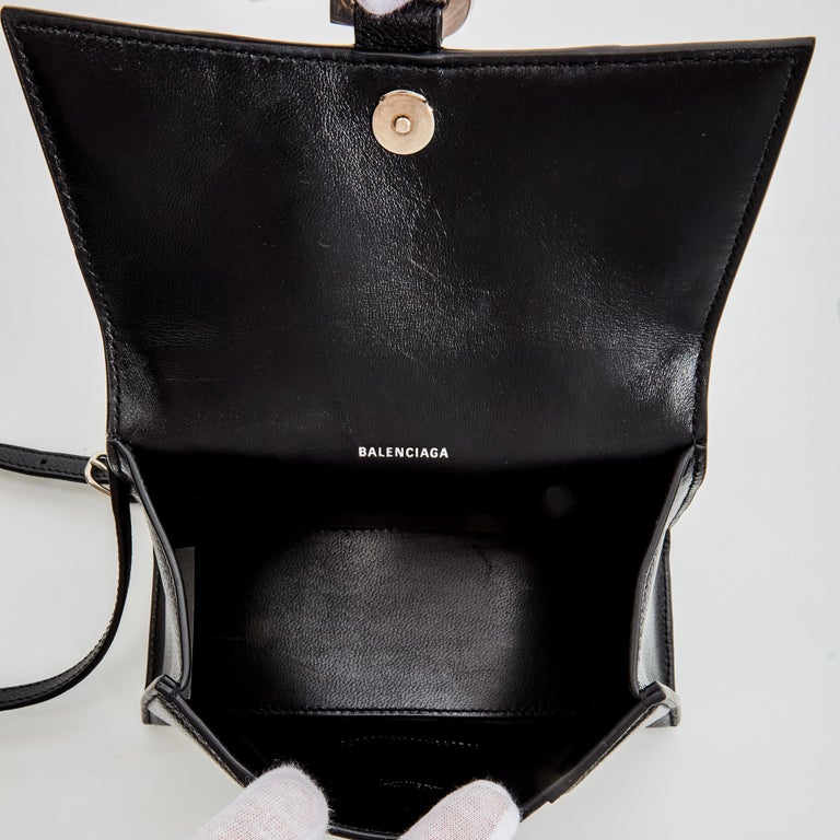 Balenciaga Black Grained Calfskin Leather XS Hourglass Bag For Sale at ...