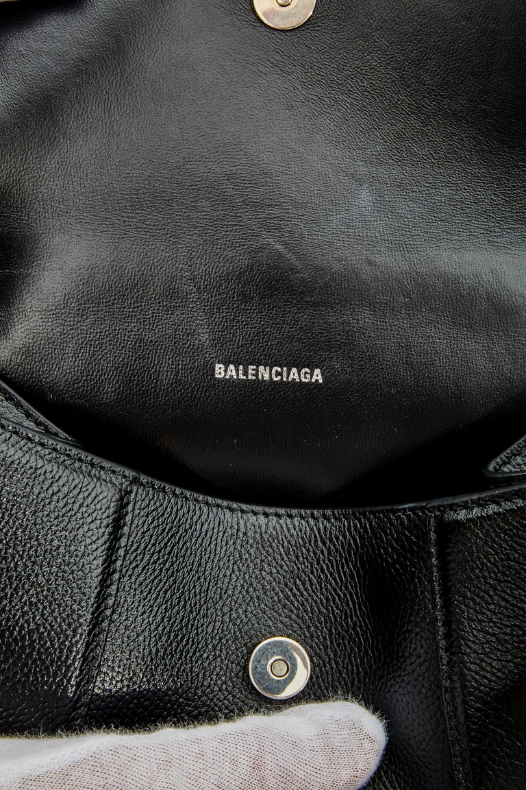 Balenciaga Black Grained Calfskin Leather XS Hourglass Bag For Sale at ...