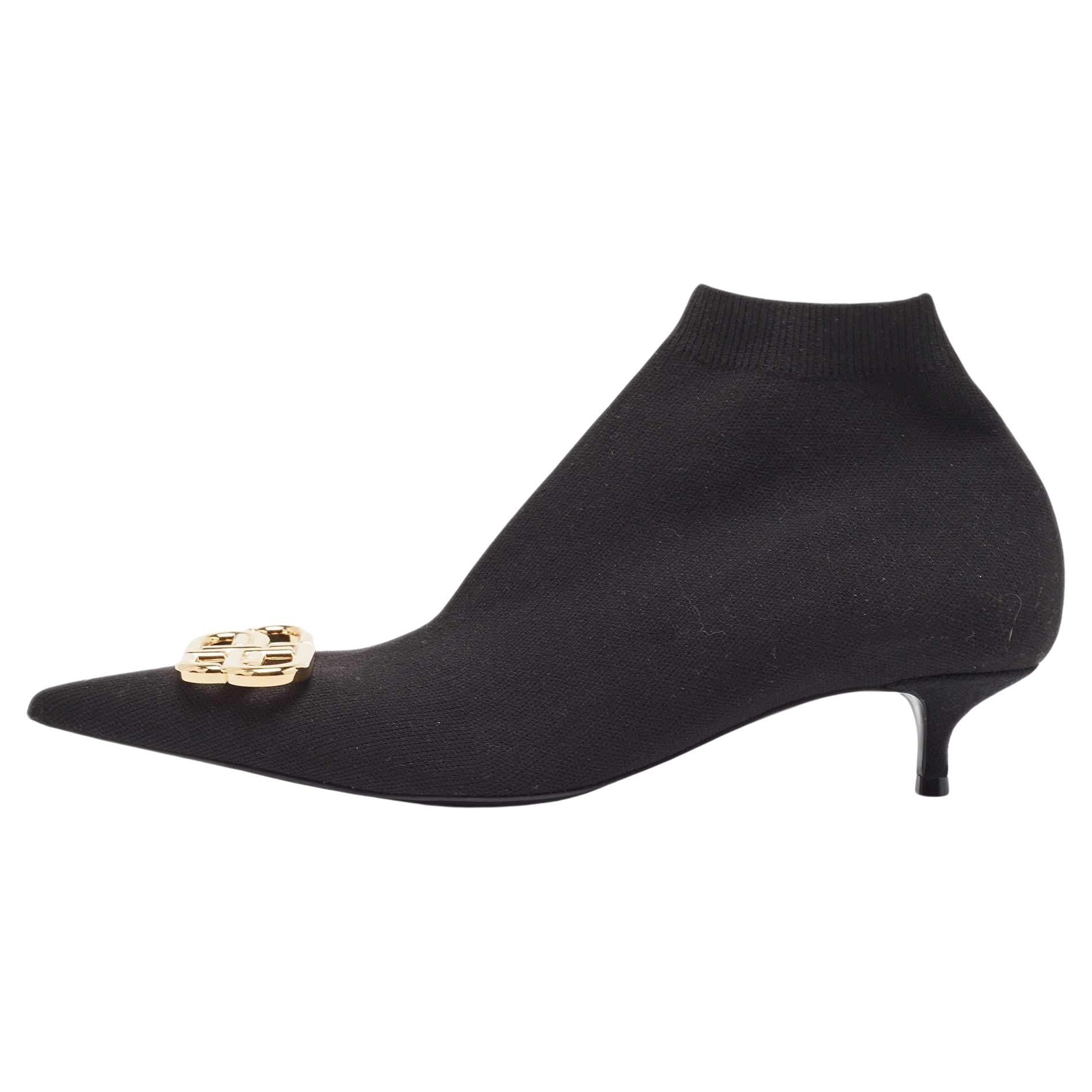 Balenciaga Black Knife Fabric Ankle Boots Size 38 For Sale at 1stDibs