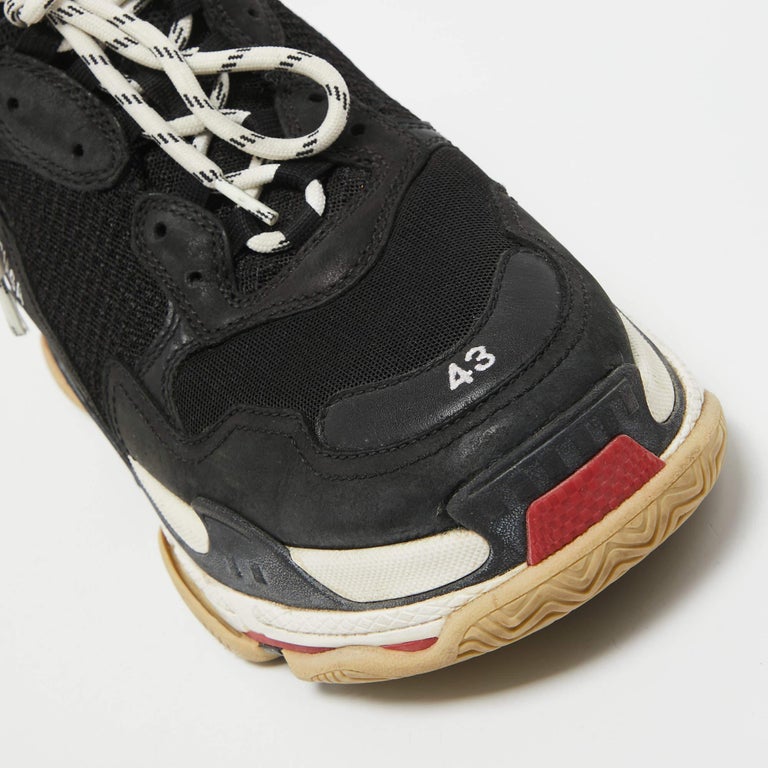 Balenciaga Black Leather and Mesh Triple S Sneakers Size 43 For Sale at ...