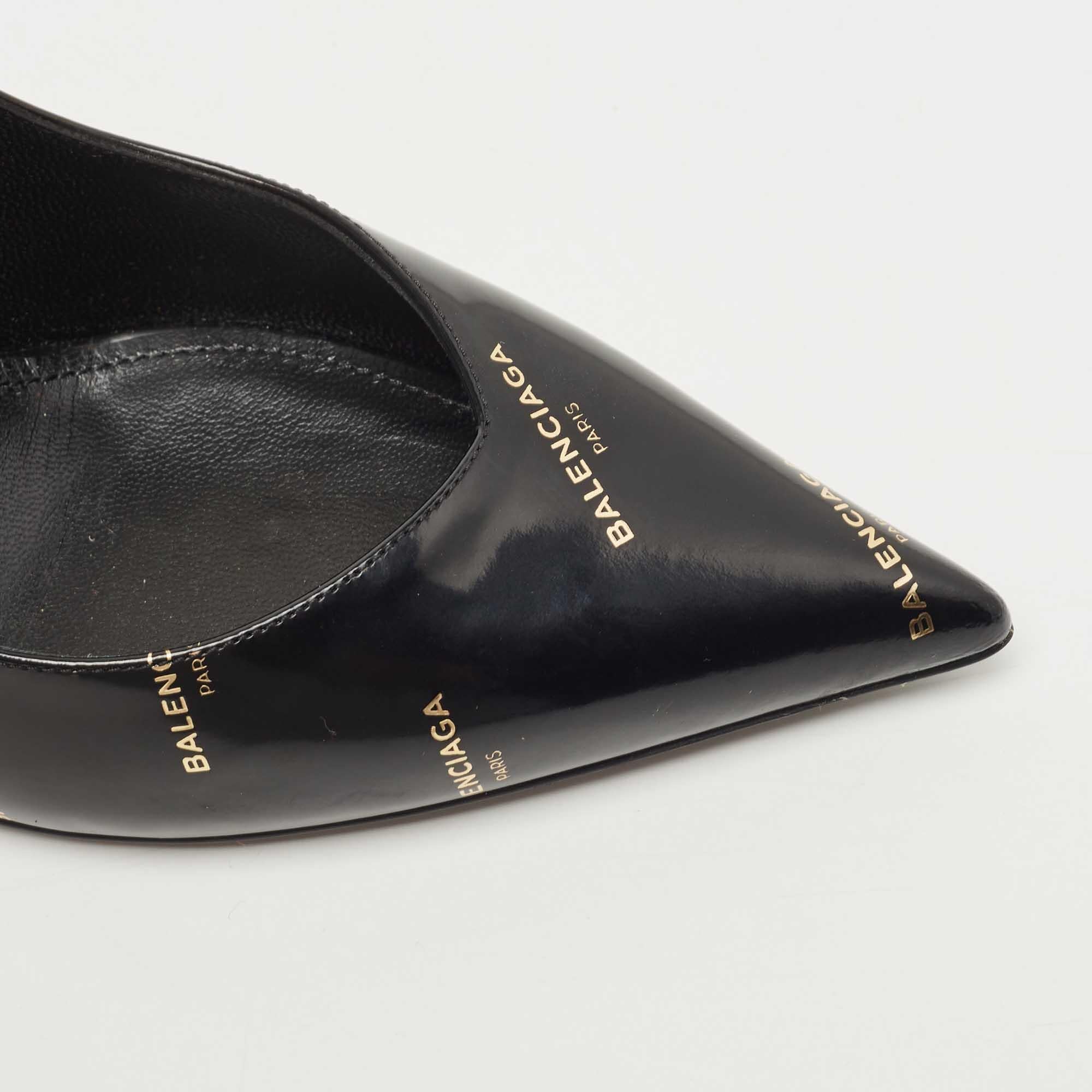 Balenciaga Black Leather Talon Slash Pumps Size 38 For Sale at 1stDibs