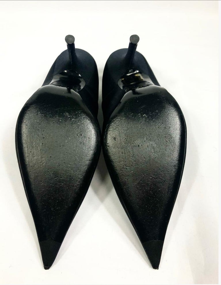 BALENCIAGA Black Spandex Pointed Toe Pump Heels Size 37.5 For Sale at ...