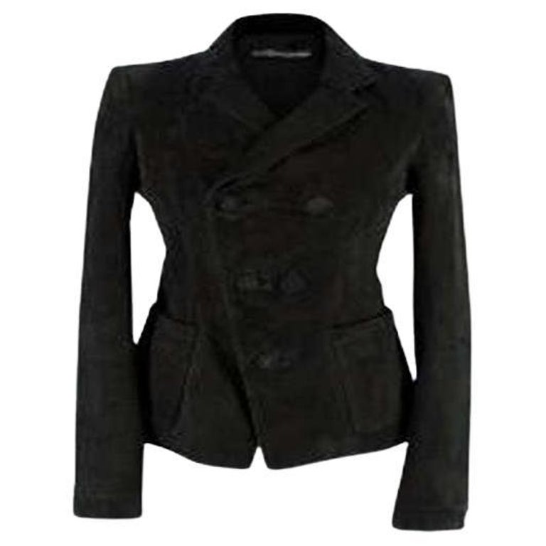 Balenciaga Black Suede Double Breasted Tailored Jacket For Sale at 1stDibs
