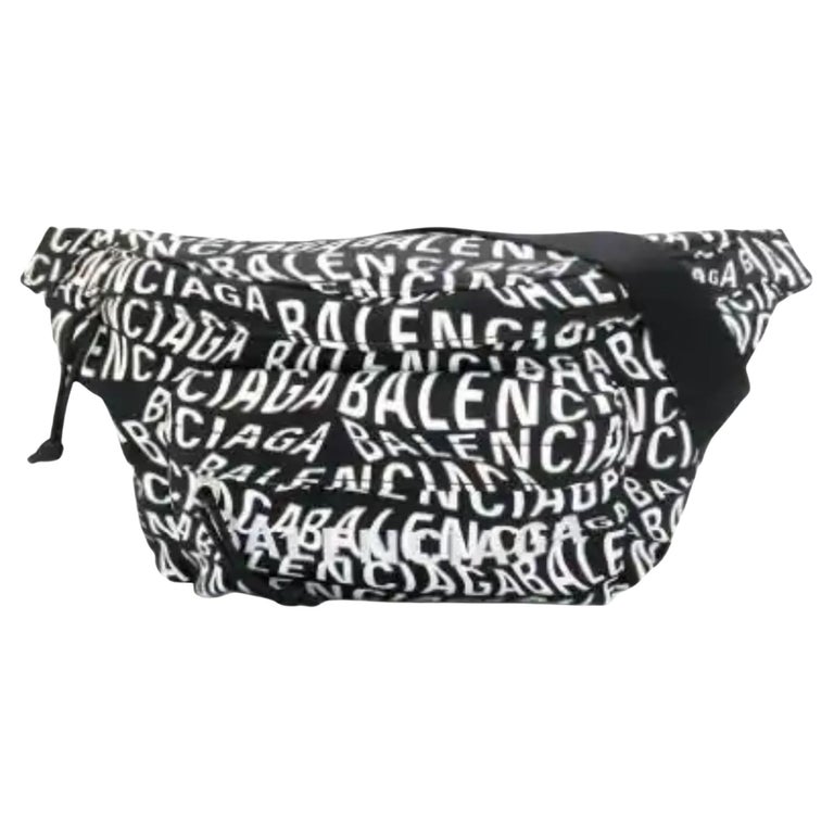 Balenciaga Black and White Logo Wave Wheel Belt Bag For Sale at 1stDibs