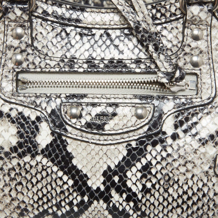 Balenciaga Black/White Python Embossed Leather Mini Neo Classic Tote ...