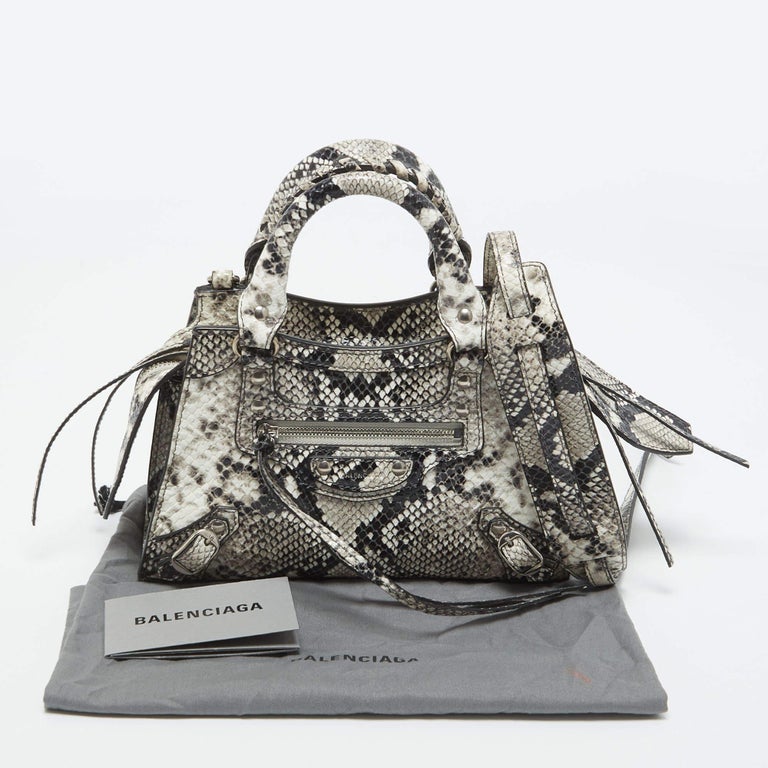 Balenciaga Black/White Python Embossed Leather Mini Neo Classic Tote ...