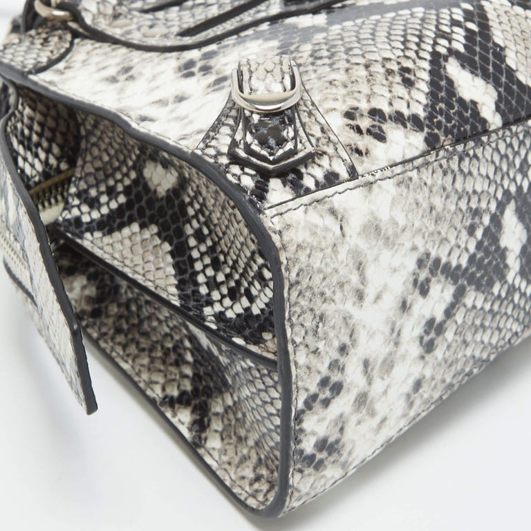 Balenciaga Black/White Python Embossed Leather Mini Neo Classic Tote ...
