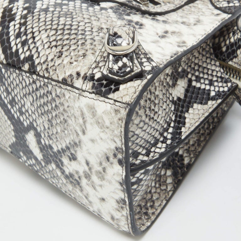 Balenciaga Black/White Python Embossed Leather Mini Neo Classic Tote ...